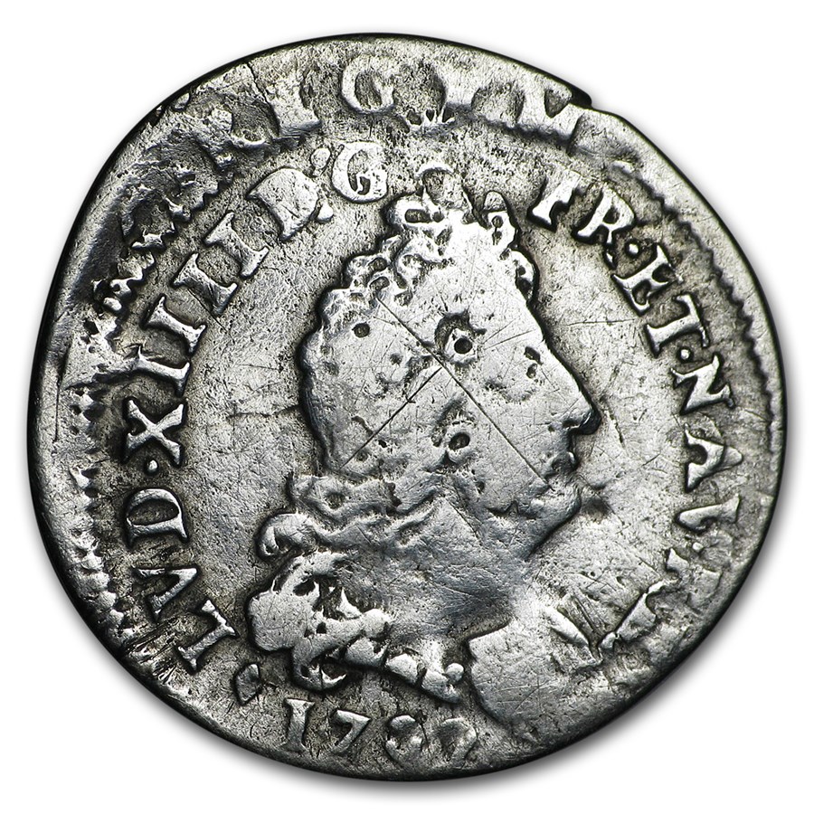 Buy 1702 France Silver Flip Over Double Struck 5 Sols Fine (Cleaned ...