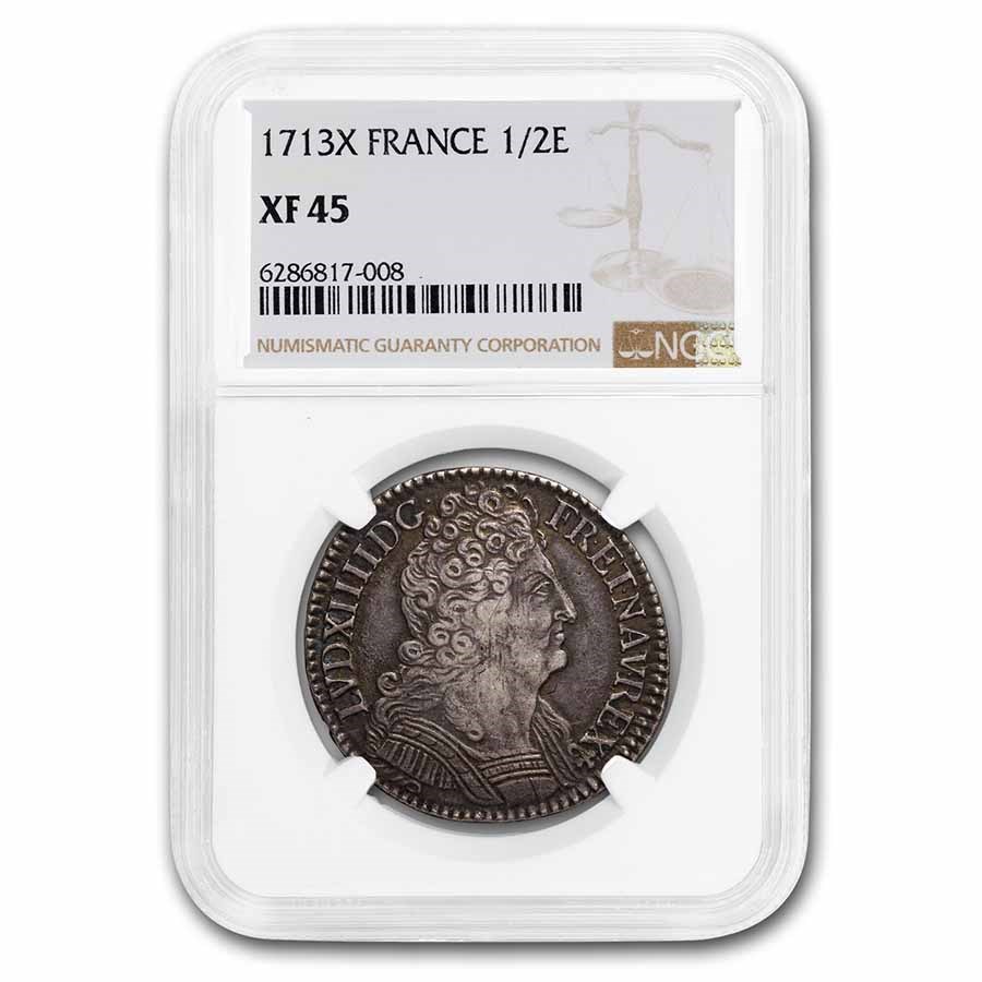 Buy 1713-A France Silver 1/2 Ecu Louis XIV XF-45 NGC | APMEX