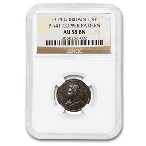 Buy 1714 Great Britain Copper 1/4 Penny Pattern AU-58 NGC (Brown) | APMEX