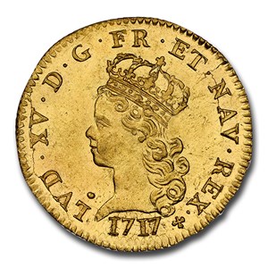 1717-A France Gold 1/2 Louis d'Or Louis XV MS-65 NGC