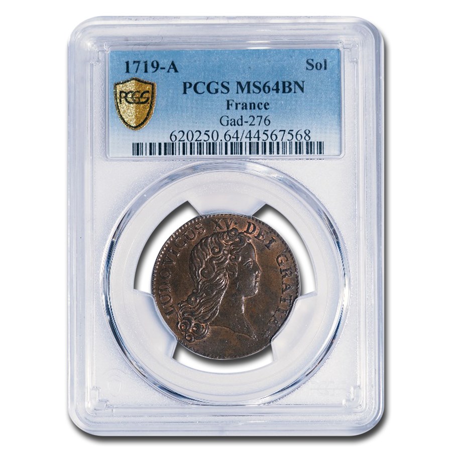 Buy 1719 A French Colonies Sol MS-64 PCGS (Gad-276) | APMEX