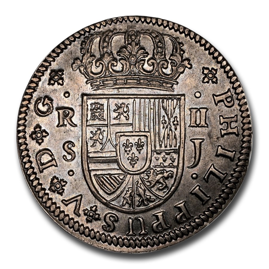 Buy 1721-S Spain Silver 2 Reales Philip V MS-64 | APMEX