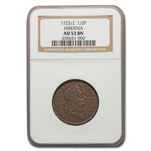 Buy 1723/2 Wood's Hibernia Halfpenny AU-53 NGC (Brown) | APMEX