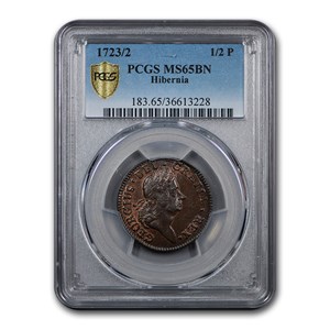 Buy 1723/2 Wood's Hibernia Halfpenny MS-65 PCGS (Brown) | APMEX