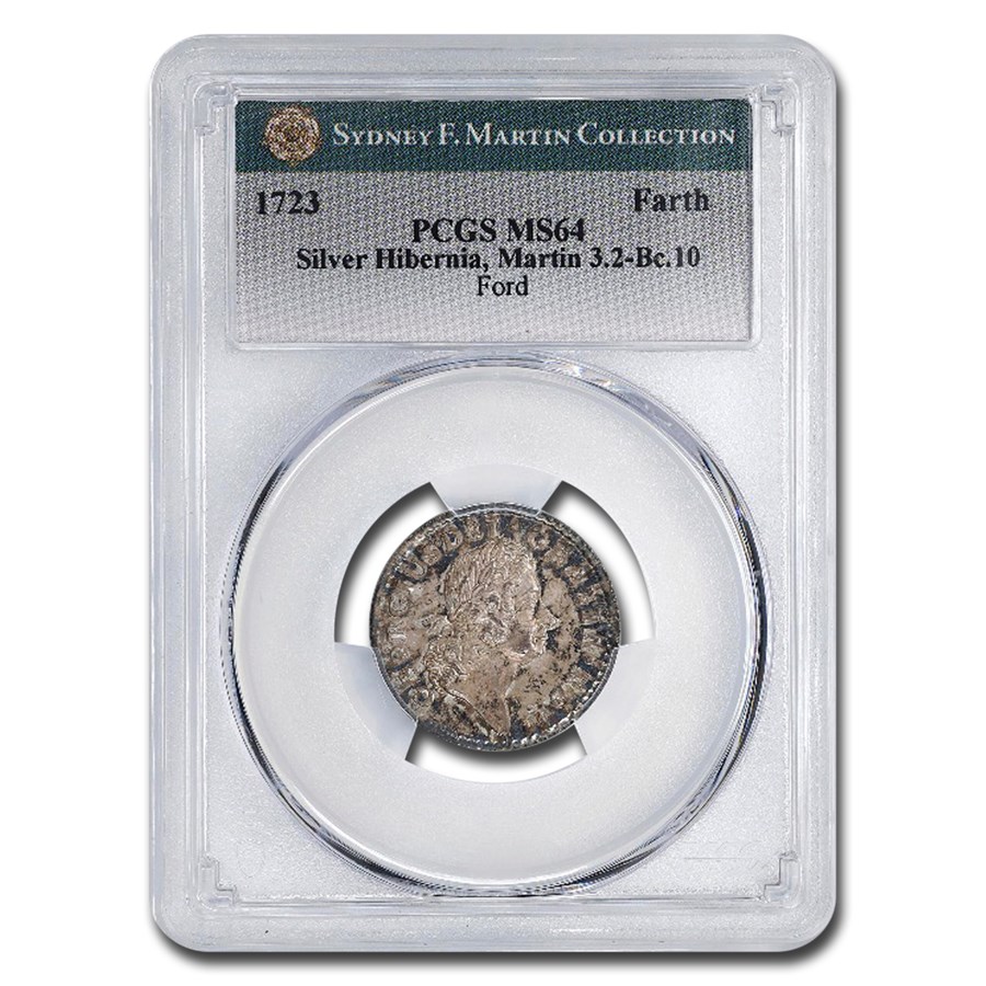 1723 Hibernia Farthing Silver MS-64 PCGS (Martin 3.2-Bc.10)