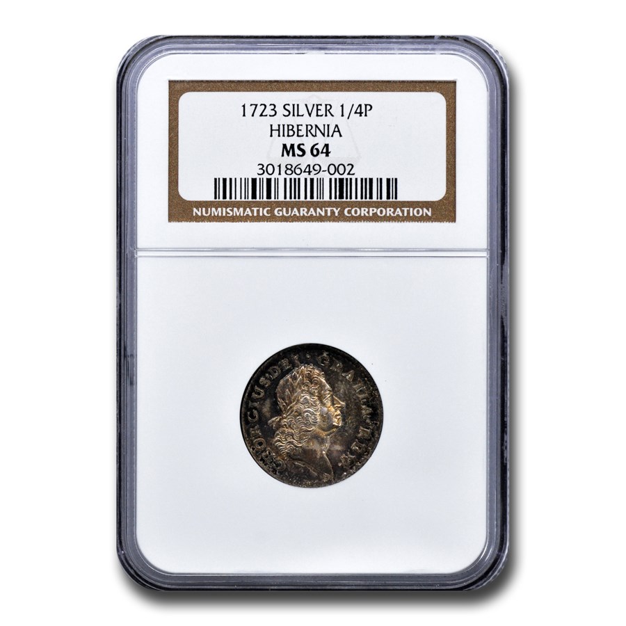 Buy 1723 Hibernia Silver Farthing Quarter Pence MS-64 NGC | APMEX