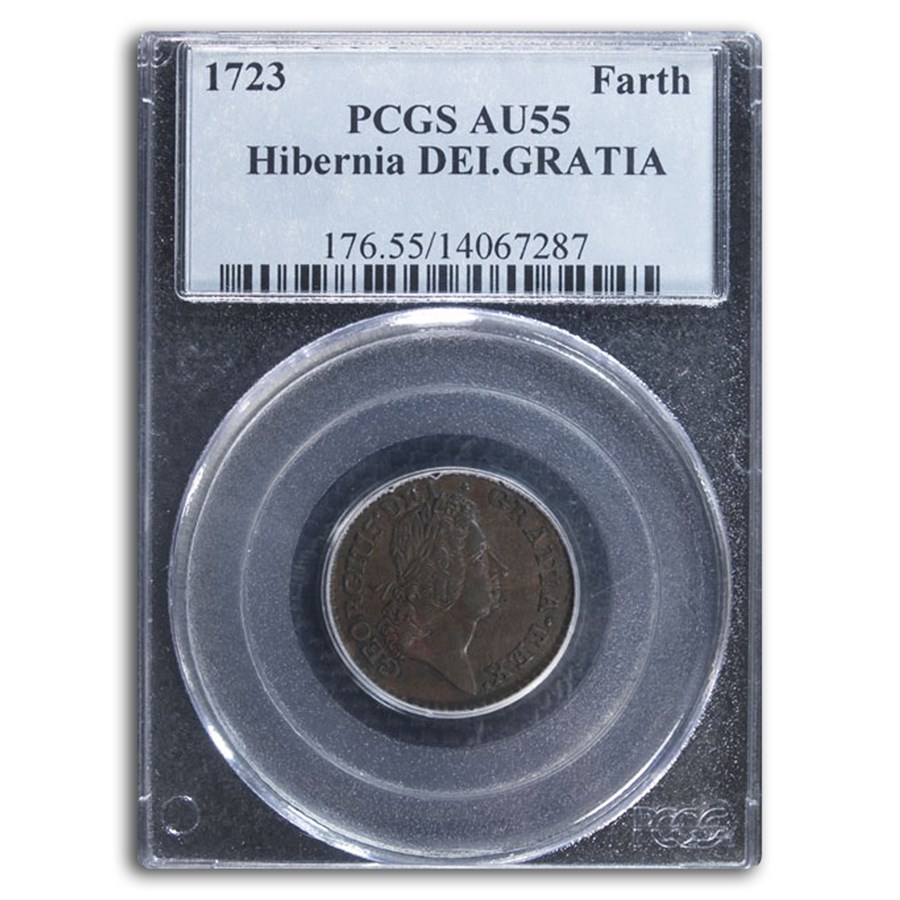 Buy 1723 Wood's Hibernia Farthing DEI GRATIA AU-55 PCGS | APMEX