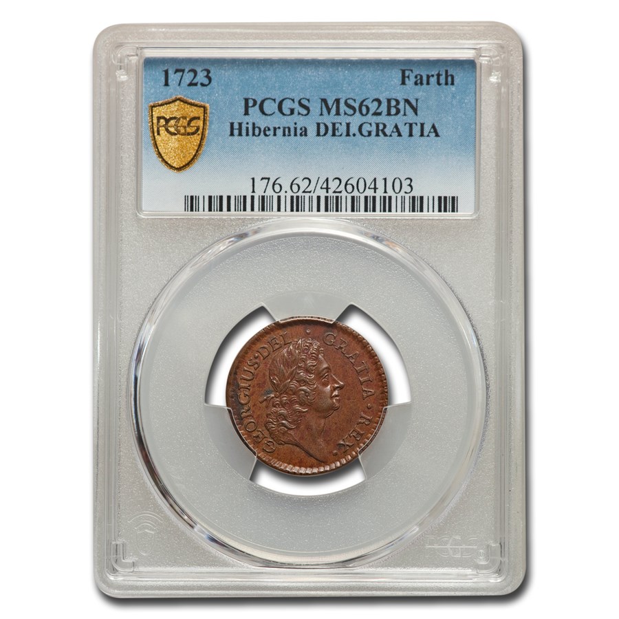 Buy 1723 Wood's Hibernia Farthing DEI GRATIA MS-62 PCGS (Brown) | APMEX