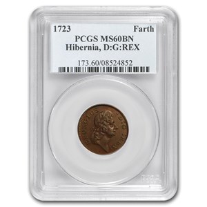 Buy 1723 Wood's Hibernia Farthing D:G:REX MS-60 PCGS (Brown) | APMEX