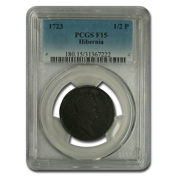 Buy 1723 Wood's Hibernia Halfpenny Fine-15 PCGS (Brown) | APMEX