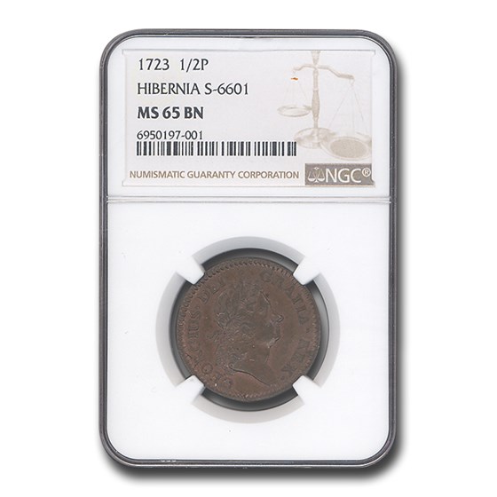 Buy 1723 Woods Hibernia Halfpenny Harp Right MS-65+ | APMEX