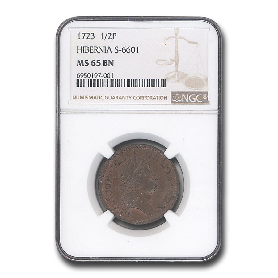 Buy 1723 Woods Hibernia Halfpenny Harp Right MS-65+ | APMEX