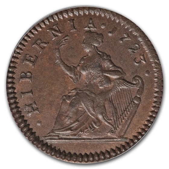 Buy 1723 Wood's Hibernia Halfpenny MS-64 PCGS (Brown) | APMEX