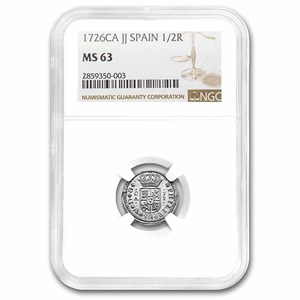 Buy 1726-CA JJ Spain Silver 1/2 Reales Philip V MS-63 NGC | APMEX