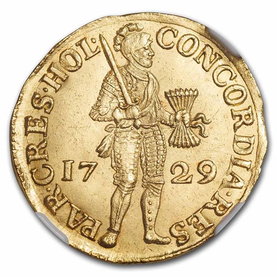 Buy 1729 Netherlands Gold Ducat MS-63 NGC Vilegenthart Shipwreck | APMEX