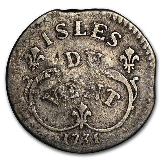 Buy 1731 French Colonies Windward Isles Silver 12 Sols VF Details | APMEX