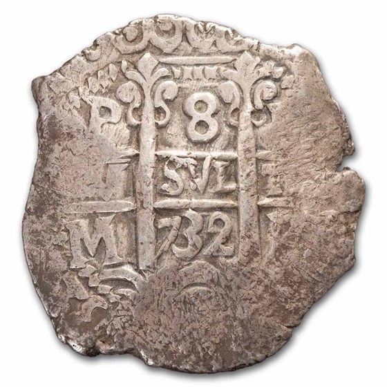 1732 Bolivia Silver 8 Reales Cob Philip V AU