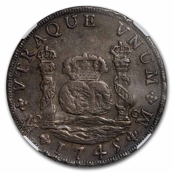 Buy 1745 Mexico 8 Reales Philip V 8 Reales AU-55 NGC | APMEX