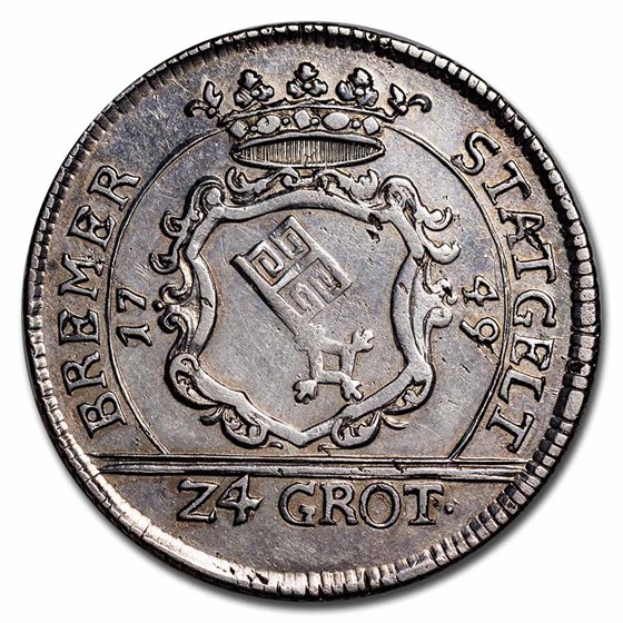 Buy 1749 German States Bremen Silver 24 Grotz AU | APMEX