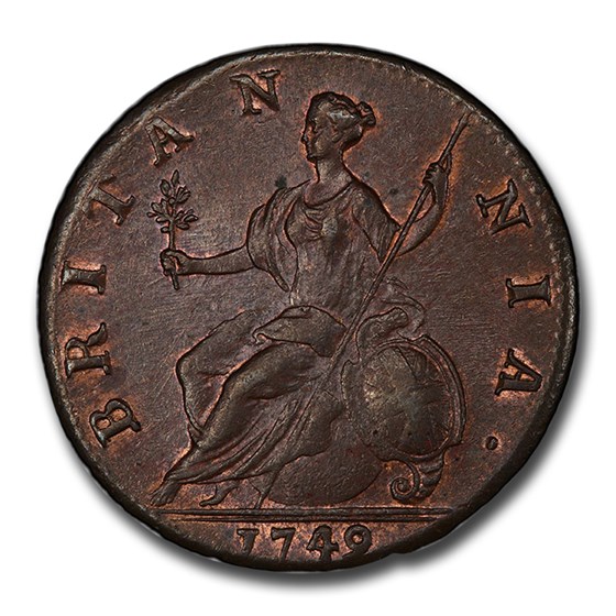 Buy 1749 Great Britain Halfpenny George II MS-63 PCGS (Brown) | APMEX
