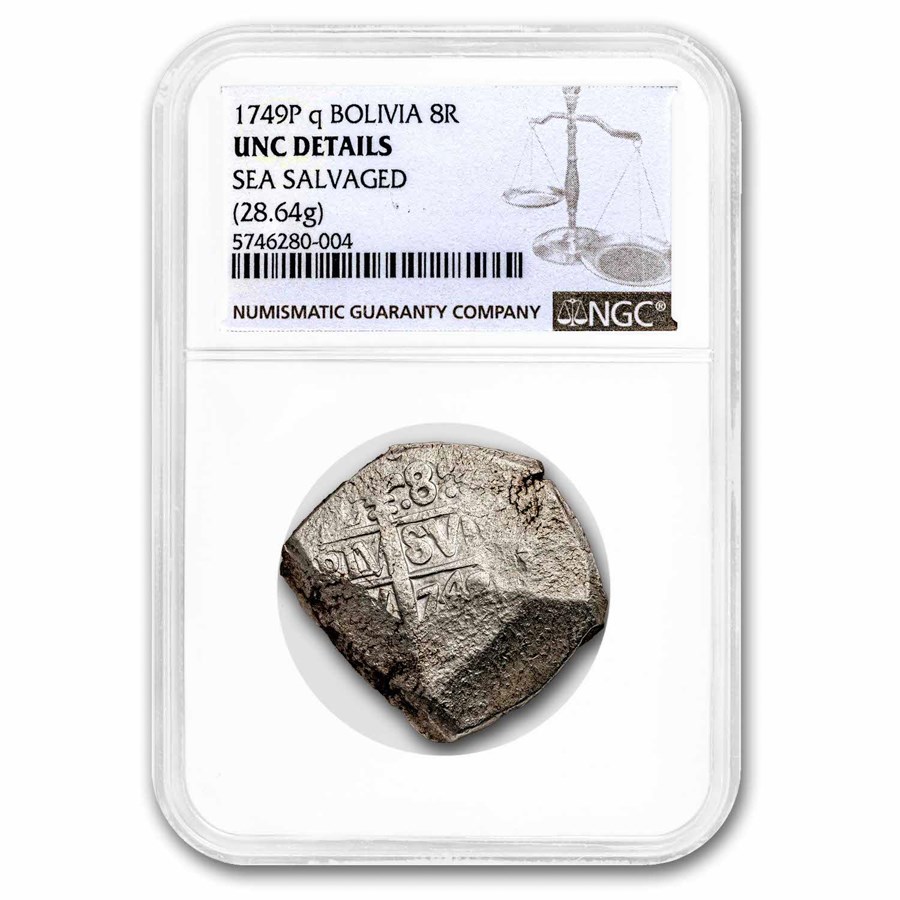 Buy 1749-P Bolivia Silver 8 Reales Cob Sea Salvaged | APMEX