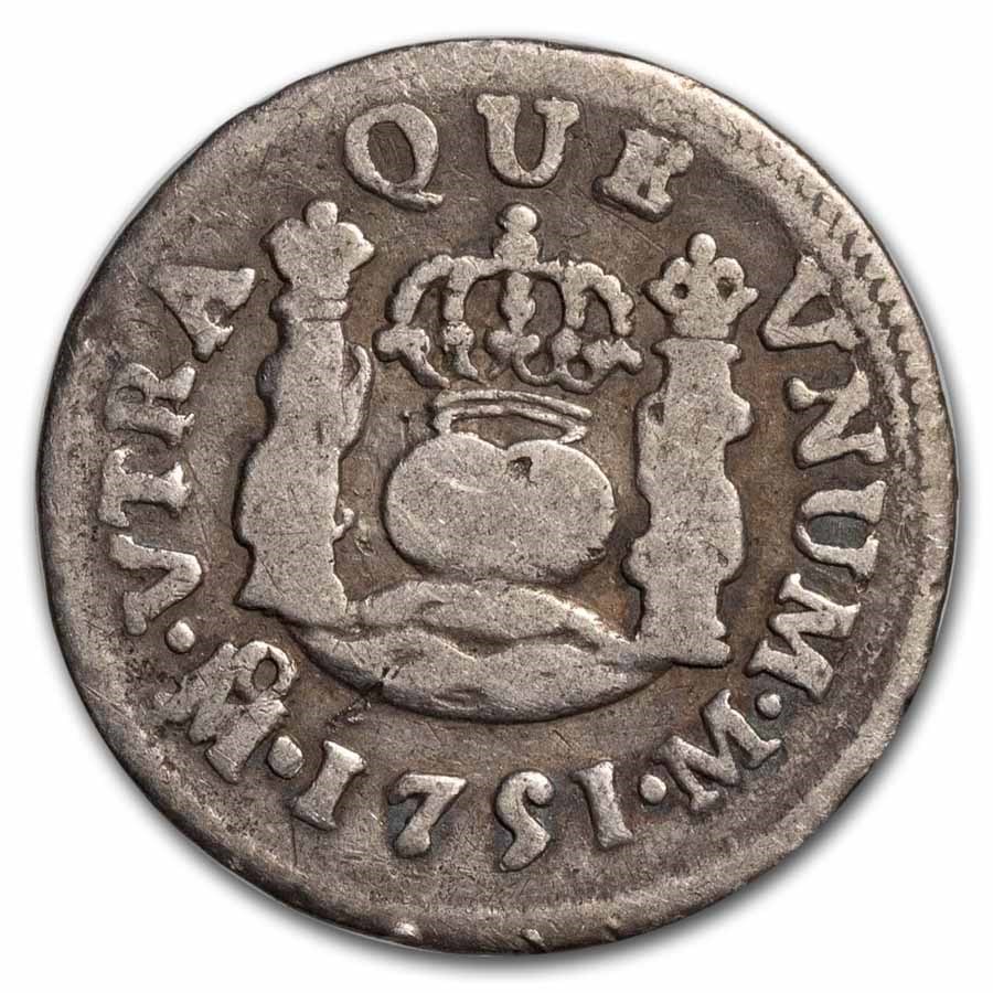 1751-Mo Mexico Silver 1/2 Real Ferdinand VI VF