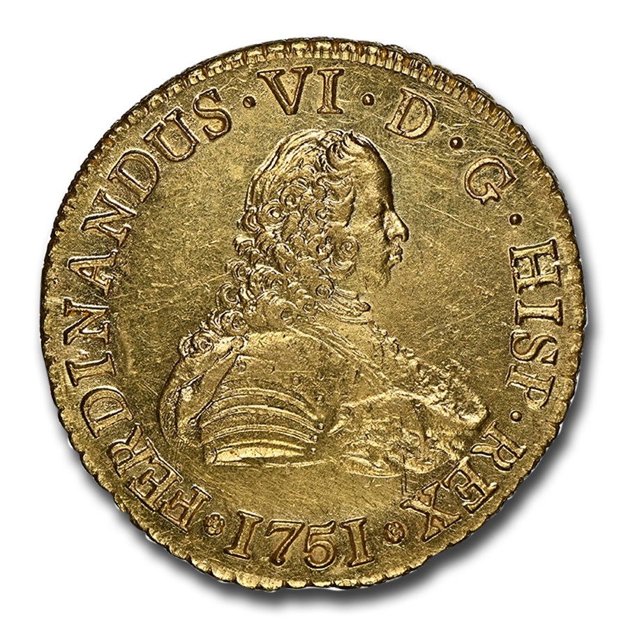 Buy 1751-So Chile Gold 8 Escudos Ferdinand VI MS-62+ NGC | APMEX