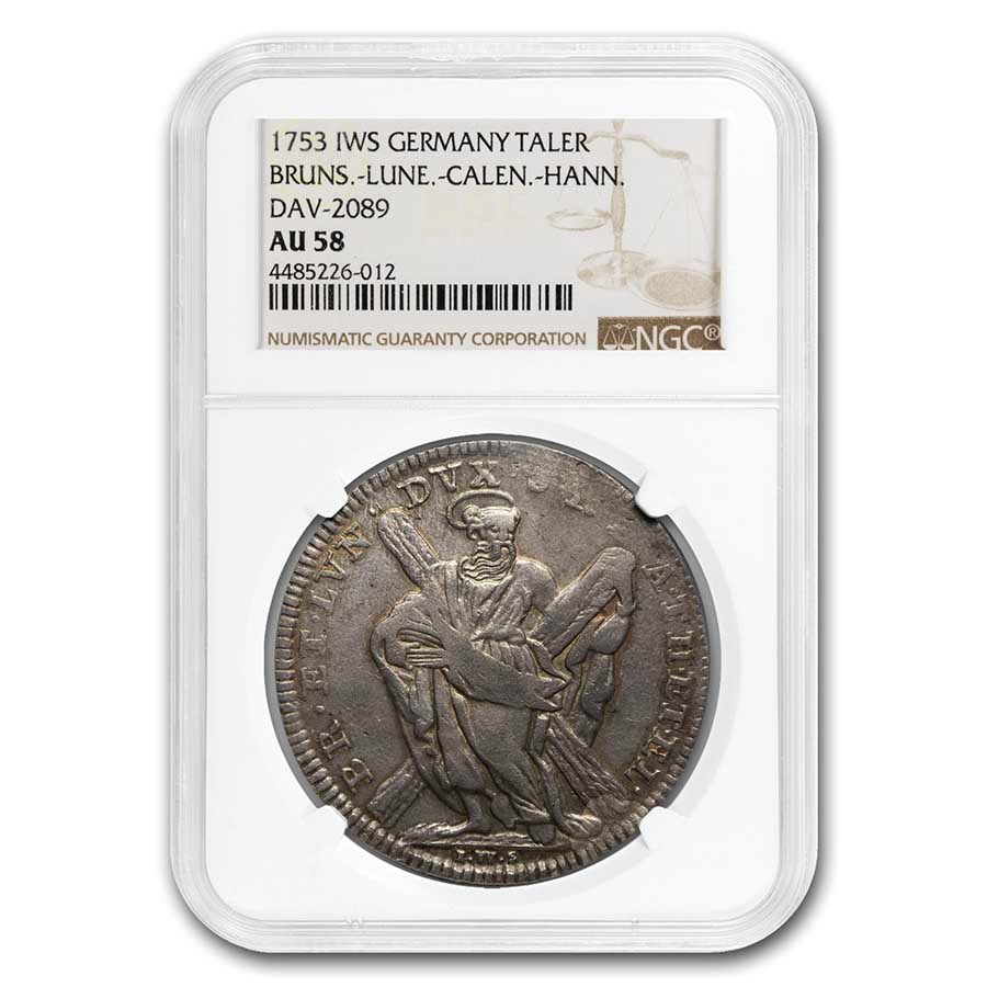 Buy 1753 German States Brun-Lune-Calen-Hann Silver Thaler AU-58 NGC | APMEX