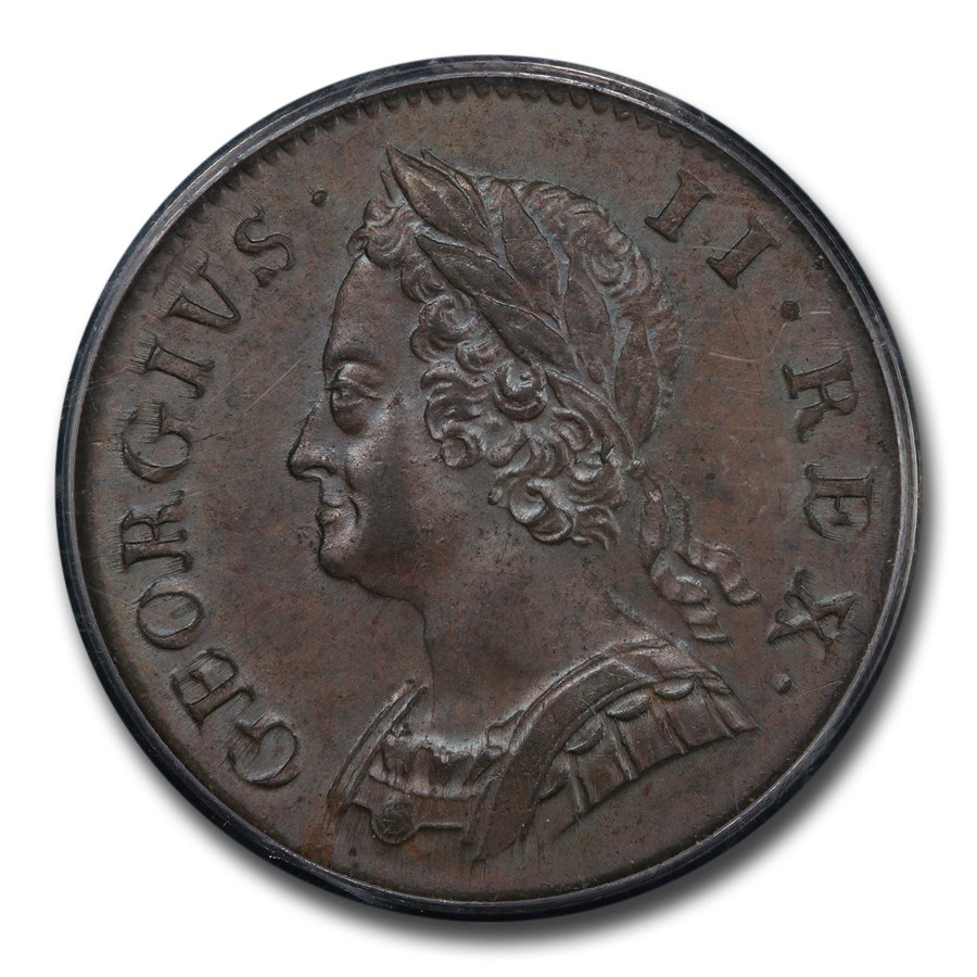 Buy 1753 Great Britain Copper Half Penny George II MS-63 PCGS (Brown) | APMEX