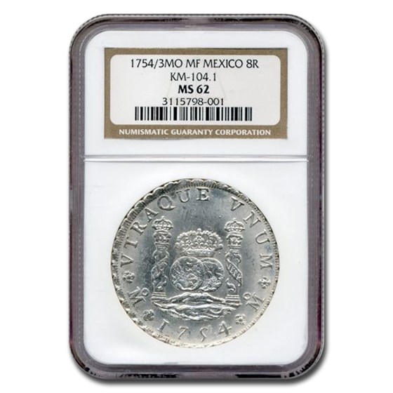 Buy 1754/3-Mo Mexico Spanish Colony Silver 8 Reales MS-62 NGC | APMEX