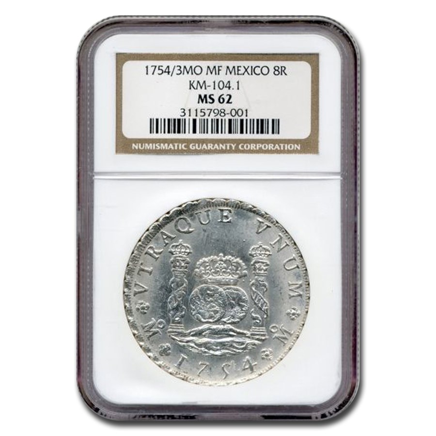 Buy 1754/3-Mo Mexico Spanish Colony Silver 8 Reales MS-62 NGC | APMEX