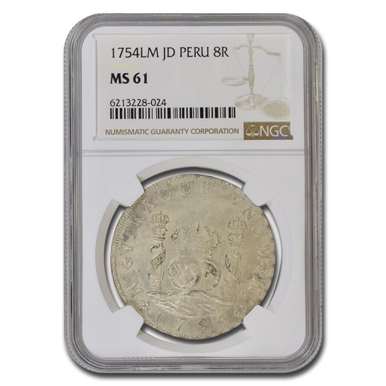 Buy 1754-LM Peru Silver 8 Reales MS-61 NGC | APMEX