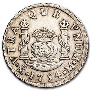 1754-Mo M Mexico 2 Reales Ferdinand VI AU