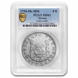 Buy 1754 Mo-MF Mexico Silver 8 Reales MS-61 PCGS (Calico-487) | APMEX