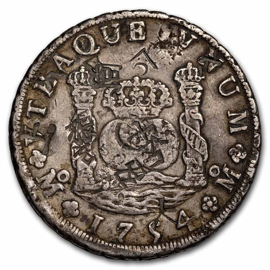 1754-Mo MF Mexico Silver 8 Reales VF (Chopmarked)
