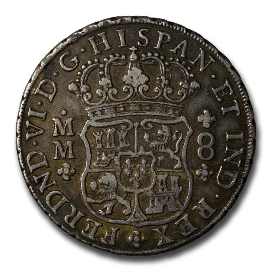 Buy 1755-Mo M.M. Mexico Silver 8 Reales Pillar Dollar XF | APMEX