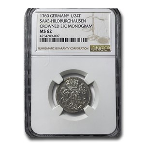 1760 Germany Silver 1/24 Thaler MS-62 NGC