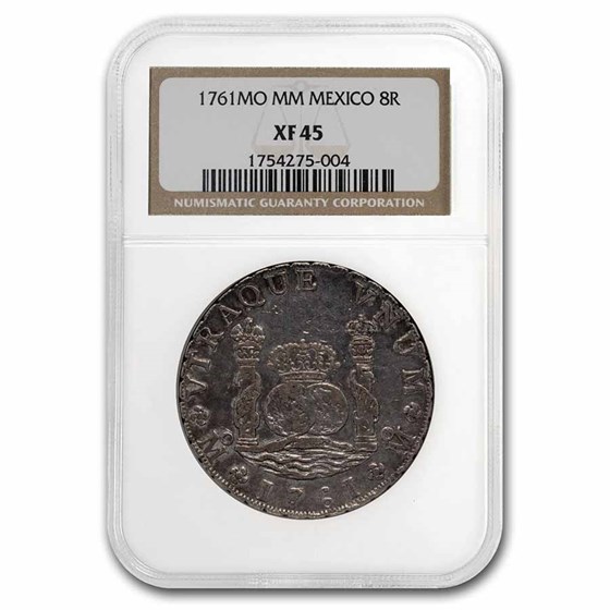 Buy 1761 Mo-MM Mexico Silver 8 Reales Pillar Dollar XF-45 NGC | APMEX