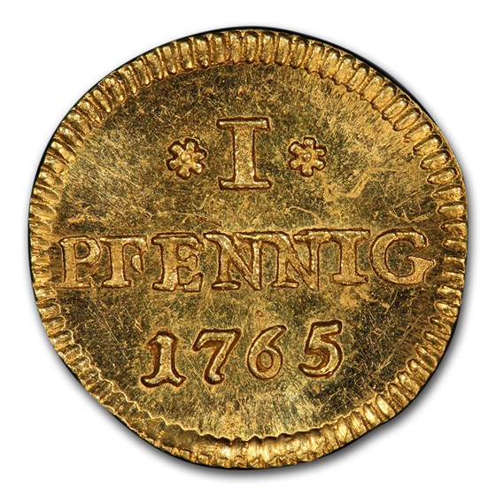 Buy 1765 German States Saxony-Albertine Gold Pfennig SP-65+ PCGS | APMEX