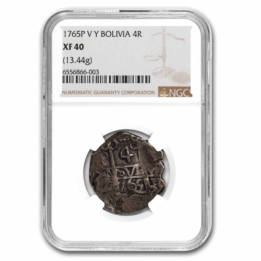 Buy 1765-P Bolivia Silver 4 Reales Charles III XF-40 NGC | APMEX