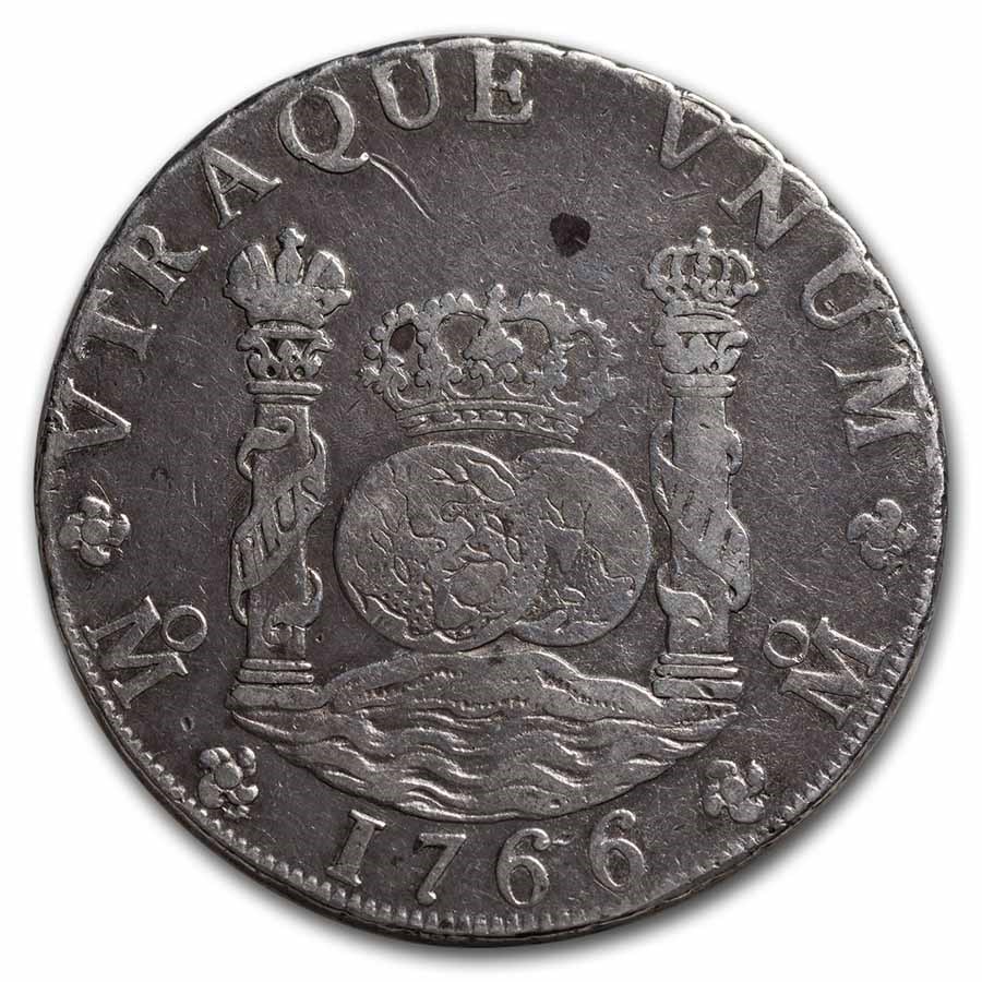 Buy 1766-Mo MF Mexico Silver 8 Reales Pillar Dollar VF | APMEX