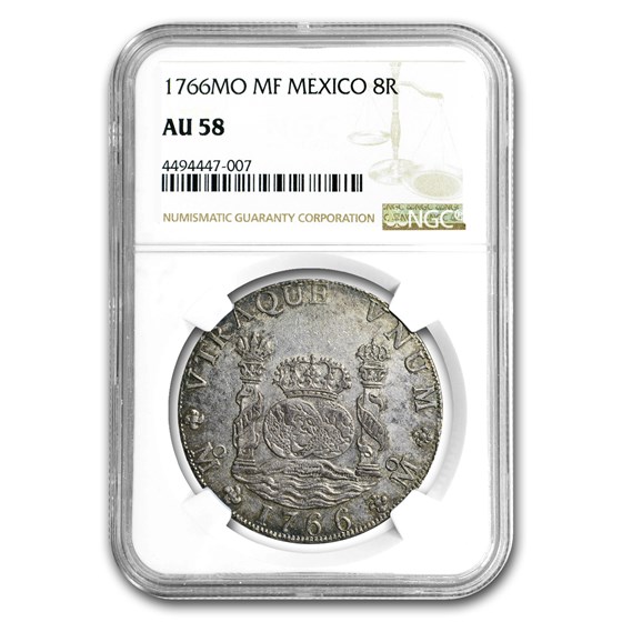 Buy 1766-Mo MM Mexico Silver 8 Reales Pillar Dollar AU-58 NGC | APMEX