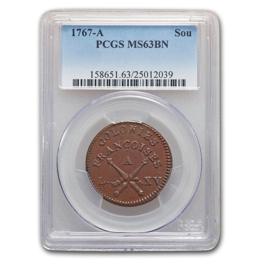 Buy 1767-A French Colonies One Sou MS-63 PCGS | APMEX