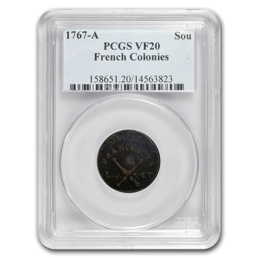 Buy 1767-A French Colonies One Sou VF-20 PCGS | APMEX