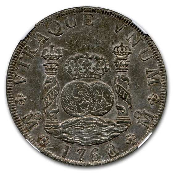 Buy 1768-Mo MF Mexico 8 Reales Silver Pillar Type AU-55 NGC | APMEX