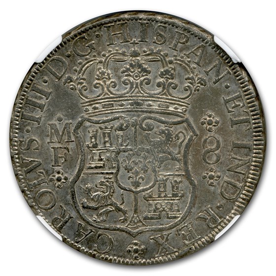 Buy 1768-Mo MF Mexico 8 Reales Silver Pillar Type AU-55 NGC | APMEX