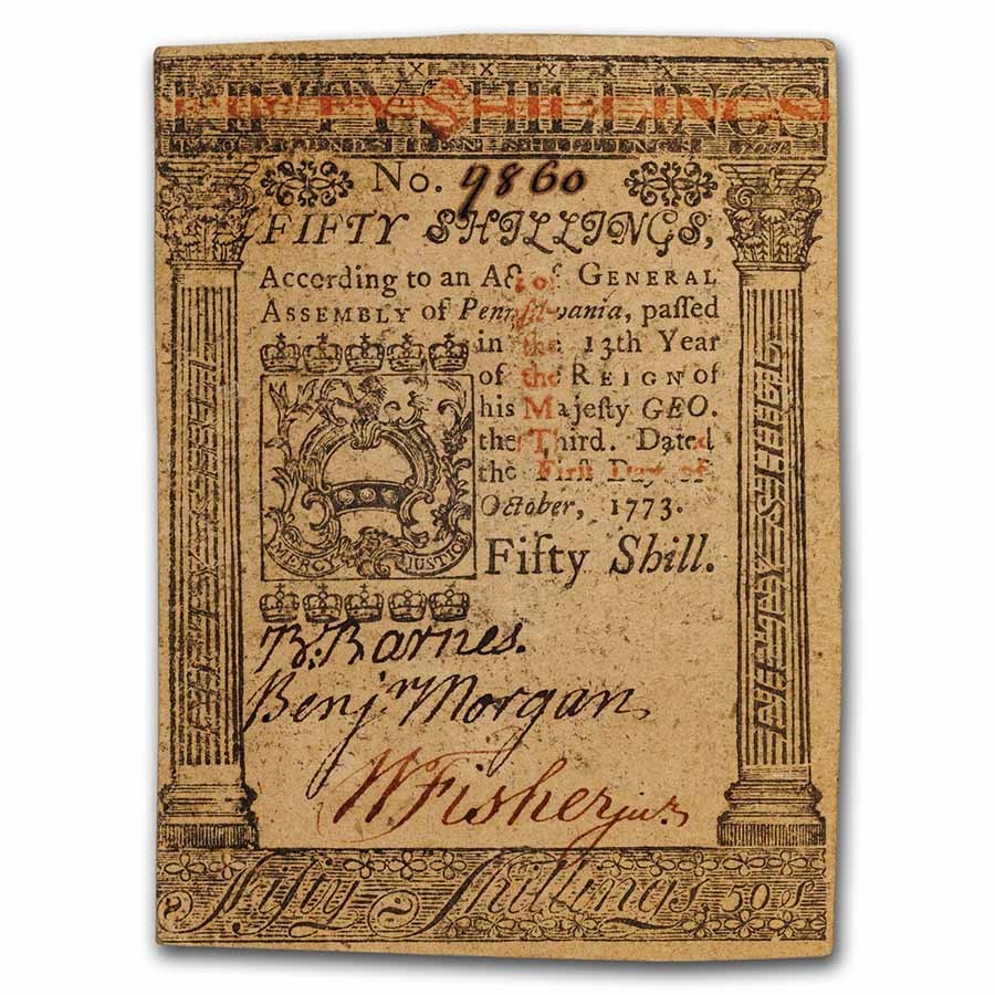 Buy 1773 50 Shillings PA 10/1/1773 XF (PA-170) | APMEX