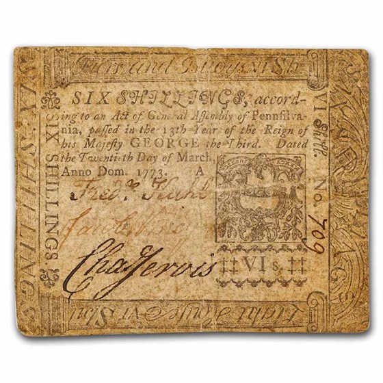 Buy 1773 6 Shillings Pennsylvania 03/20/1773 VF (Fr#PA-160) | APMEX