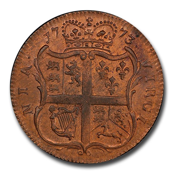 Buy 1773 Virginia Half Penny MS-64+ PCGS (Period, Red/Brown) | APMEX