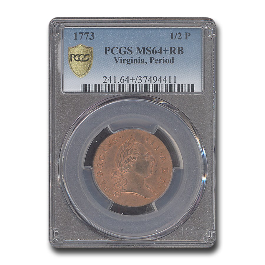 Buy 1773 Virginia Half Penny MS-64+ PCGS (Period, Red/Brown) | APMEX